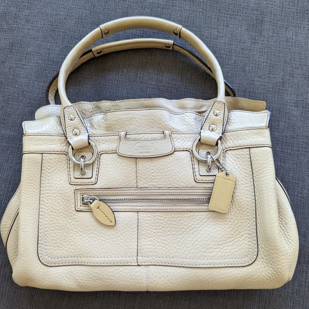 Coach Penelope Cream Ivory Leather Shoulder Hang Bag … - Gem